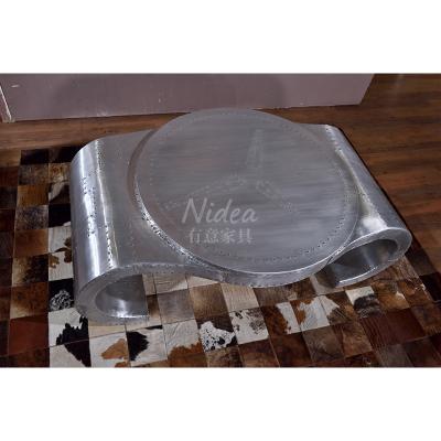 China Guangdong Nidea  Coffee Table Original Industrial Style Flat Table Personalized Aluminum Rivet Metal Watch-Shaped Design for sale