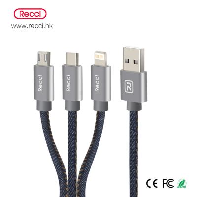 China RECCI brand Jeans 3 in 1 USB cable for sale