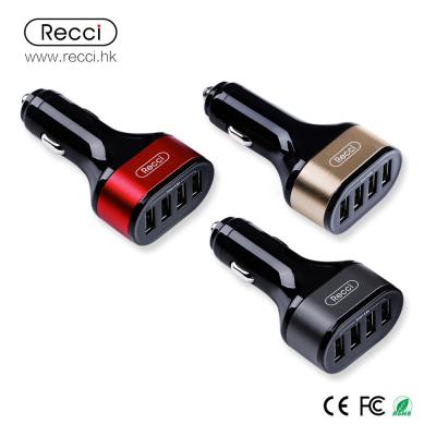 China RECCI Brand Bullet 4 USB Port Car Charger High Quality for sale
