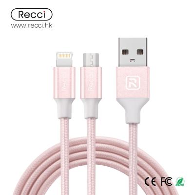 China RECCI Brand Delicate 2 in 1 USB Cable Lightning + Micro USB Charge & Sync Cables for sale