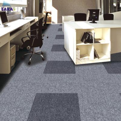 China EAKA commercial plain office wearproof non-slip 100% polypropylene waterproof rubber backing carpet tile for sale