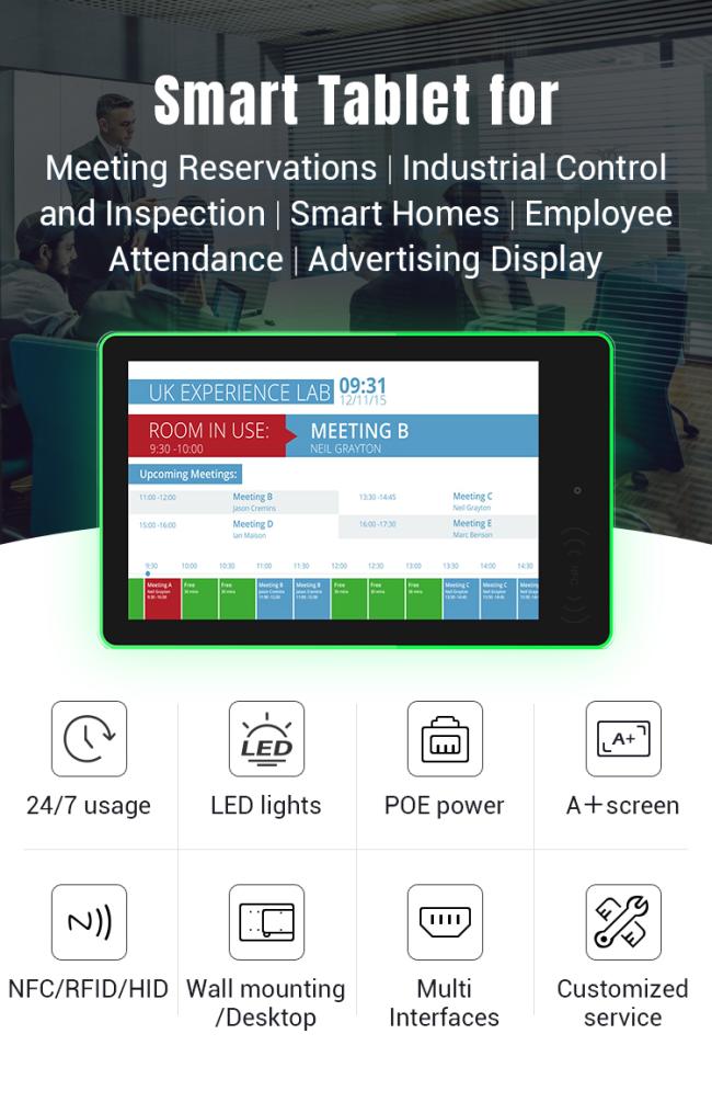 Wall mount touch screen display front view