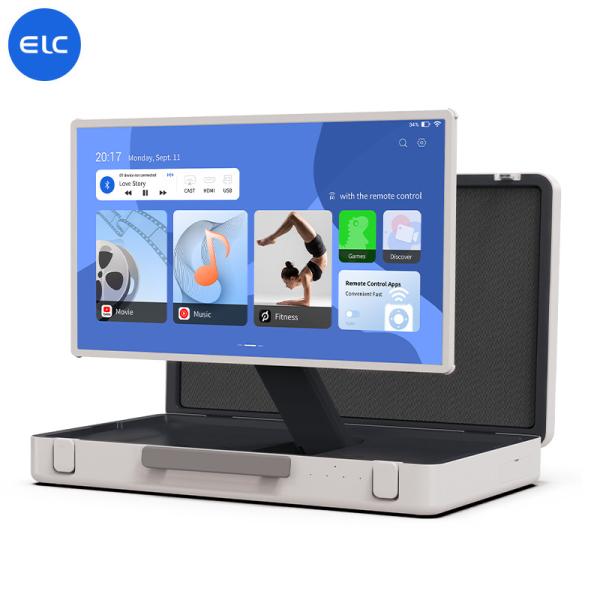 ELC PackGO Portable 27 Inch Briefcase Design Touch Screen Android System Smart TV Screen For Camping