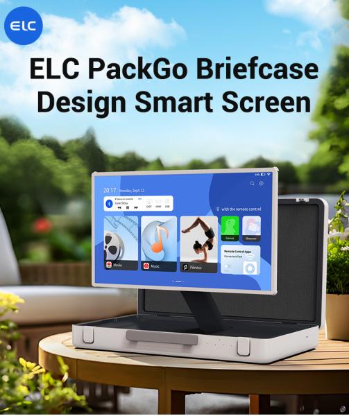 ELC PackGO Portable 27 Inch Briefcase Design Touch Screen Android System Smart TV Screen For Camping