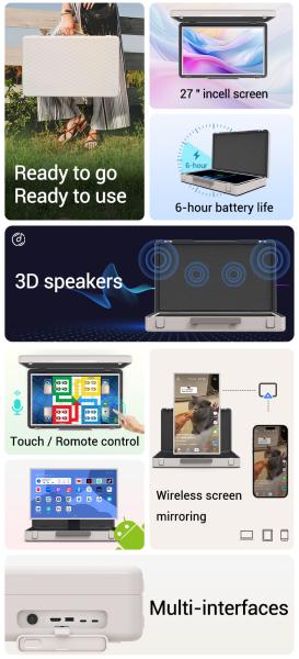 ELC PackGO Portable 27 Inch Briefcase Design Touch Screen Android System Smart TV Screen For Camping