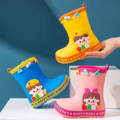 China Waterproof Cute children's rain boots Boys and girls DIY creative rain boots in children's non-slip water shoes kindergarten water boots factory