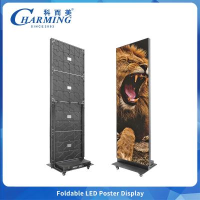 China GOB Foldable LED Poster Display Can APP Remote Control With Wheel Use For Airport for sale