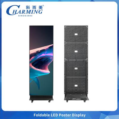 China High Quality Foldable LED Poster Display Screen with Stand and Wheels for Indoor Advertising for sale