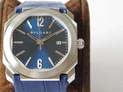China Bvlgari Octo Solotempo Automatic SS/LE Blue JLF Miyota 9015 - BVG001B for sale