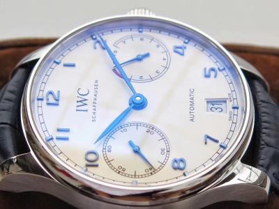 China IWC Portugese 7 days IWC50071 SS/LE White/Blue Num ZF A52010 Mod - IWC004A for sale