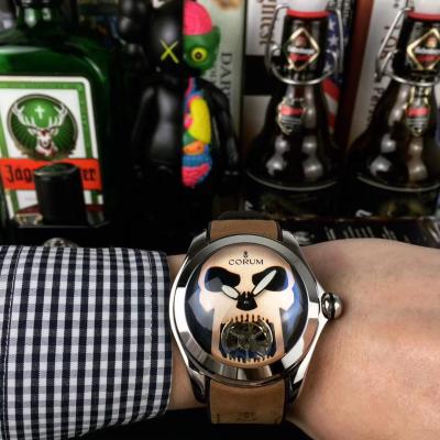 China Corum Tourbillon Fisheye Crystal Skull Automatic Calf Leather Strap Watch - 1W0015 for sale
