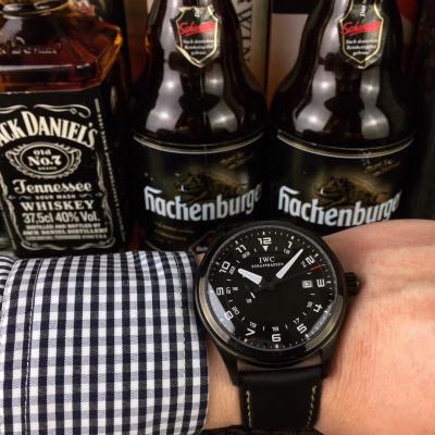 China IWC Schaffhausse Army Style Black PVD Automatic Leather Strap Watch - 1W0017 for sale