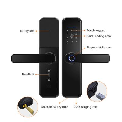 China Waterproof Smart Tuya APP Security WiFi Fingerprint Home Outdoor Gate Card Code Door Lock for sale