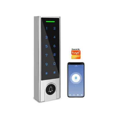 China Waterproof ip66 TUYA TTLOCK APP Smart Touch Keypad Password Standalone RFID Card Acess Control Reader with Door Bell for sale