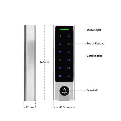 China Waterproof ip66 TUYA TTLOCK APP Smart Touch Keypad Password Standalone RFID Card Acess Control Reader with Door Bell for sale