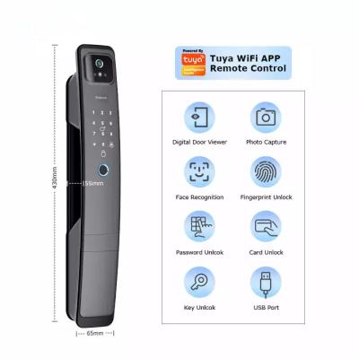 China 3.5-inch Large Screen inside Peephole Smart Door Lock with Tuya APP and Wide-angle camera for sale