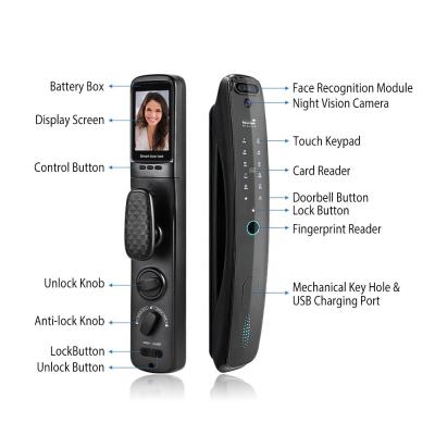China Face Fingerprint and Password IC Card Smart Wireless Door Lock with TUYA/TT Lock APP Viewer Vision Digital with Camera for sale