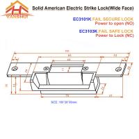 China Wide Face Door Electric Strike Lock Access Control With Fail Secure Or Fail Safe Function for sale