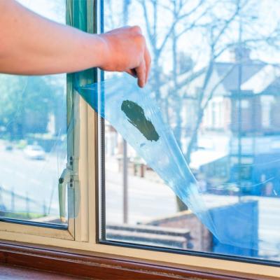 China Window Glass Protection Film Polyethylene Protective Film with Residue-free Removal 1240mm x 200m Roll Size and Acrylic-based Adhesive for sale