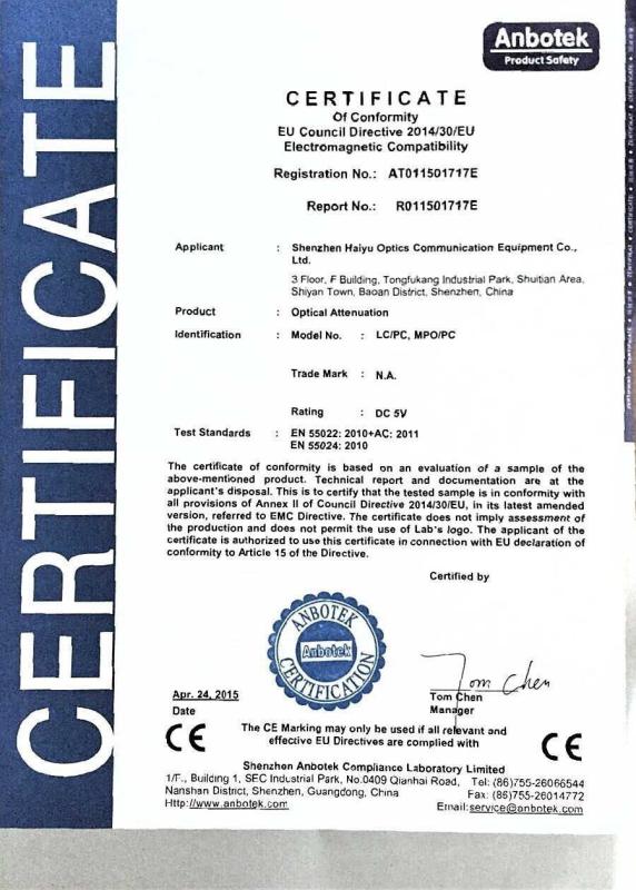 CE - Shenzhen Haiyu Optics Communication Equipment Co., Ltd.