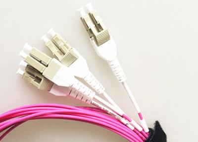 中国 すみれ色色OM4のパッチ・コード、MTP/LC 40Gの繊維光学パッチ ケーブルへのMPO 販売のため