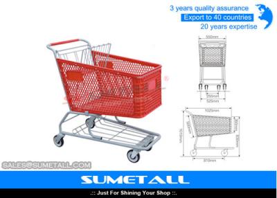 China 180L Plastic Shopping Trolley Supermarket Shopping Cart With TPR Wheels for sale