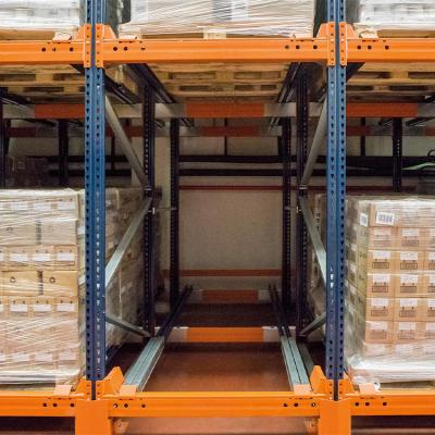China Heavy Duty Q355B Push Back Pallet Racking System for Warehouse Storage High Capacity for sale