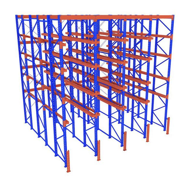 Close-up of drive-in racking structure