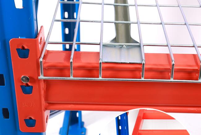 Heavy-duty pallet racking system in warehouse setting
