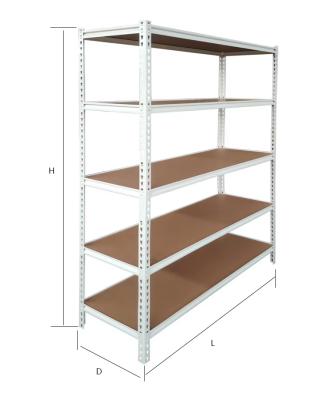 China Robust Construction Light Duty Rivet Rack Shelving Boltless Storage Shelves Adjustable for sale
