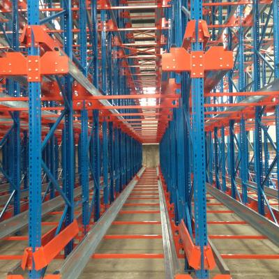 China Q235B Steel Warehouse Automatic Radio Shuttle Pallet Racking With Crane System for sale