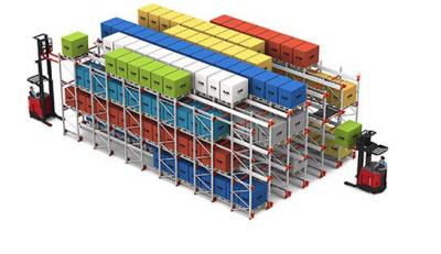 China Q235B Steel Warehouse Automatic Radio Shuttle Pallet Racking With Crane System for sale