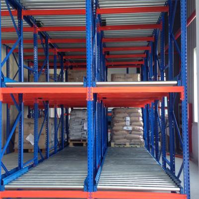 China High Density Live Pallet Flow Racking System With Brake / Speed Regulating Rollers for sale
