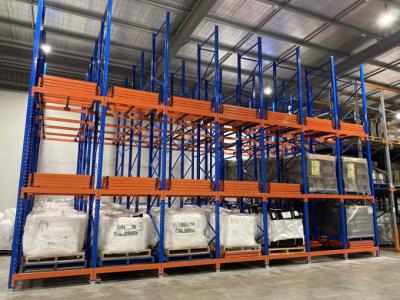 China 2–6 Pallets Steel Push Back Rack Warehouse Storage Racking High Security for sale