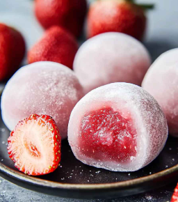 Finished strawberry mochi product