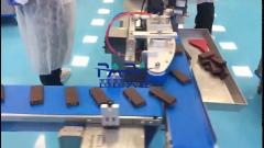 High output protein energy bar slicing separating flow packaging line