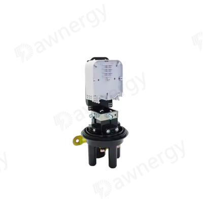 China Vertical Optical Fiber Enclosure 48 cores Capacity 1 oval & 4 round port Screw-type IP68 Waterproof for sale