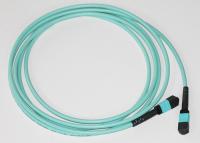 China 50ft OM3 MPO to MPO Multimode Fiber Trunk Cable Method A 12 Core for sale