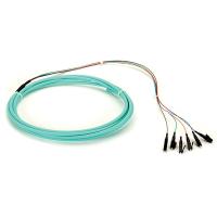 China ST UPC Multimode OM3 Bare Ribbon Fanout Pigtail Patch Cord 12 Fiber PVC Jacket for sale