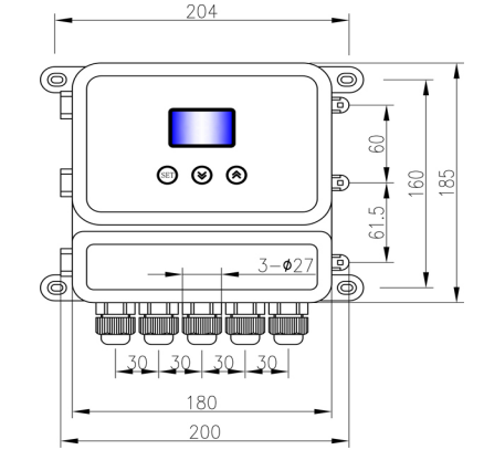 KWD110 display instrument dimensional diagram