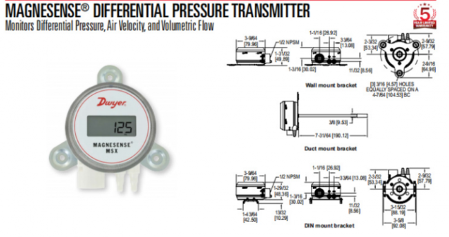 American Dwyer Differential Pressure Transmitter MSX Series