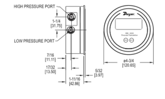 Dwyer DM-2000 Differential Pressure Transmitter side view