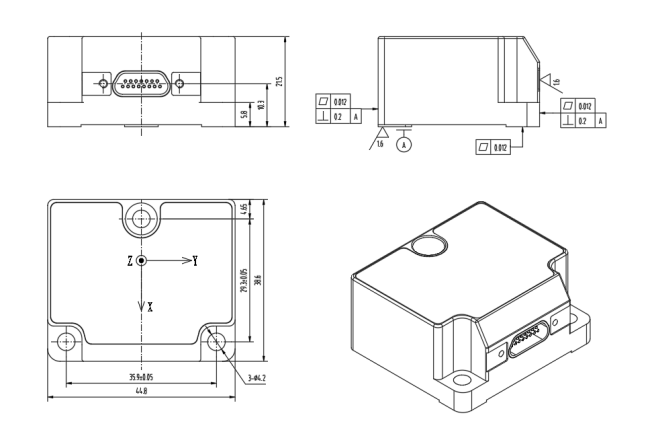 KSGYR322M Three Axis Digital Gyro dimensions diagram