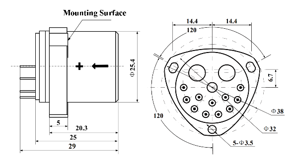 KSACC111Q Quartz Flexible Accelerometer dimensions diagram
