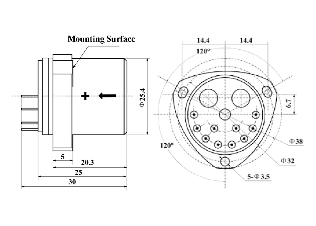 KSACC112Q Accelerometer dimensions diagram