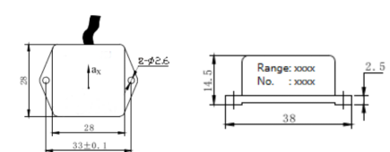 GSACC101M MEMS Accelerometer dimensional diagram showing 19.5*18.8*8.4 mm measurements