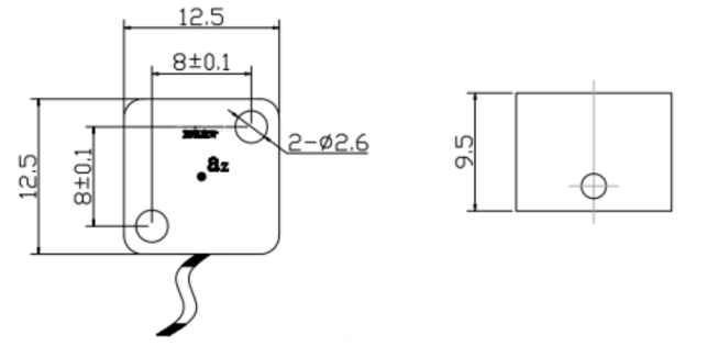 GSACC103M MEMS Accelerometer dimensional diagram