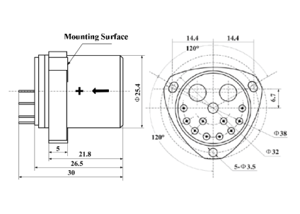 GSACC113Q Quartz Flexible Accelerometer dimensional diagram