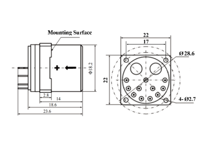 GSACC116Q Quartz Flexible Accelerometer dimensional drawing