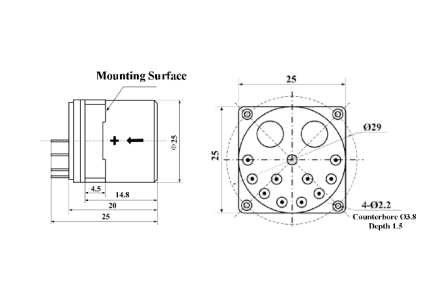 GSACC117Q Quartz Flexible Accelerometer dimensional drawing
